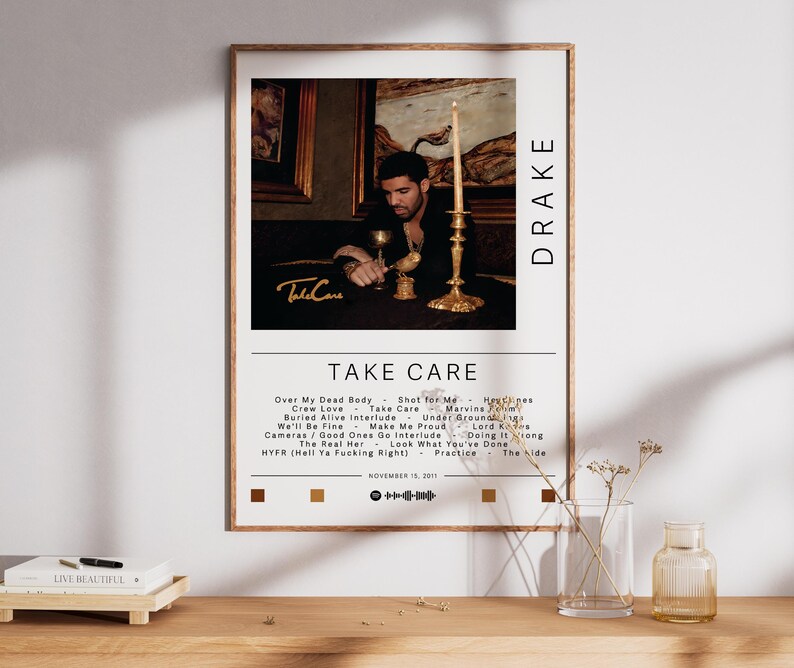 Drake Poster | Take Care Poster | Album Poster Prints | Wall Decor ...