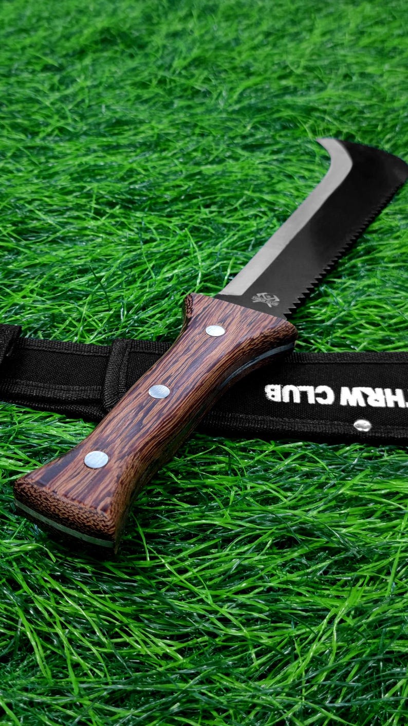 17.2” Billhook Sickle Machetes Saw, Wood With No-slip Wood Handle and ...
