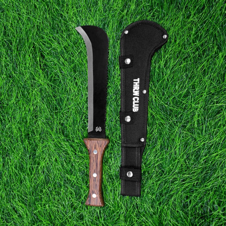 17.2” Billhook Sickle Machetes Saw, Wood With No-slip Wood Handle and ...