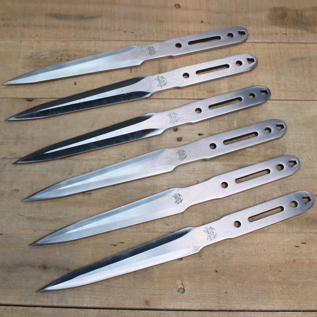 THRWCLUB Throwing Spikes Set, 10.11" Length, Full Tang Stainless Steel ...