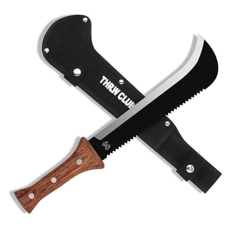 17.2” Billhook Sickle Machetes Saw, Wood With No-slip Wood Handle and ...