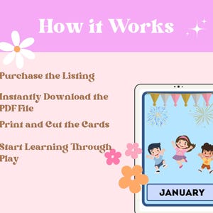 12 Months of the Year Flashcards, Printable Preschool Calendar Learning ...