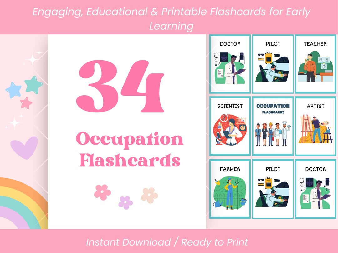 Printable 34 Occupation Flashcards for Kids – Job and Career Learning ...