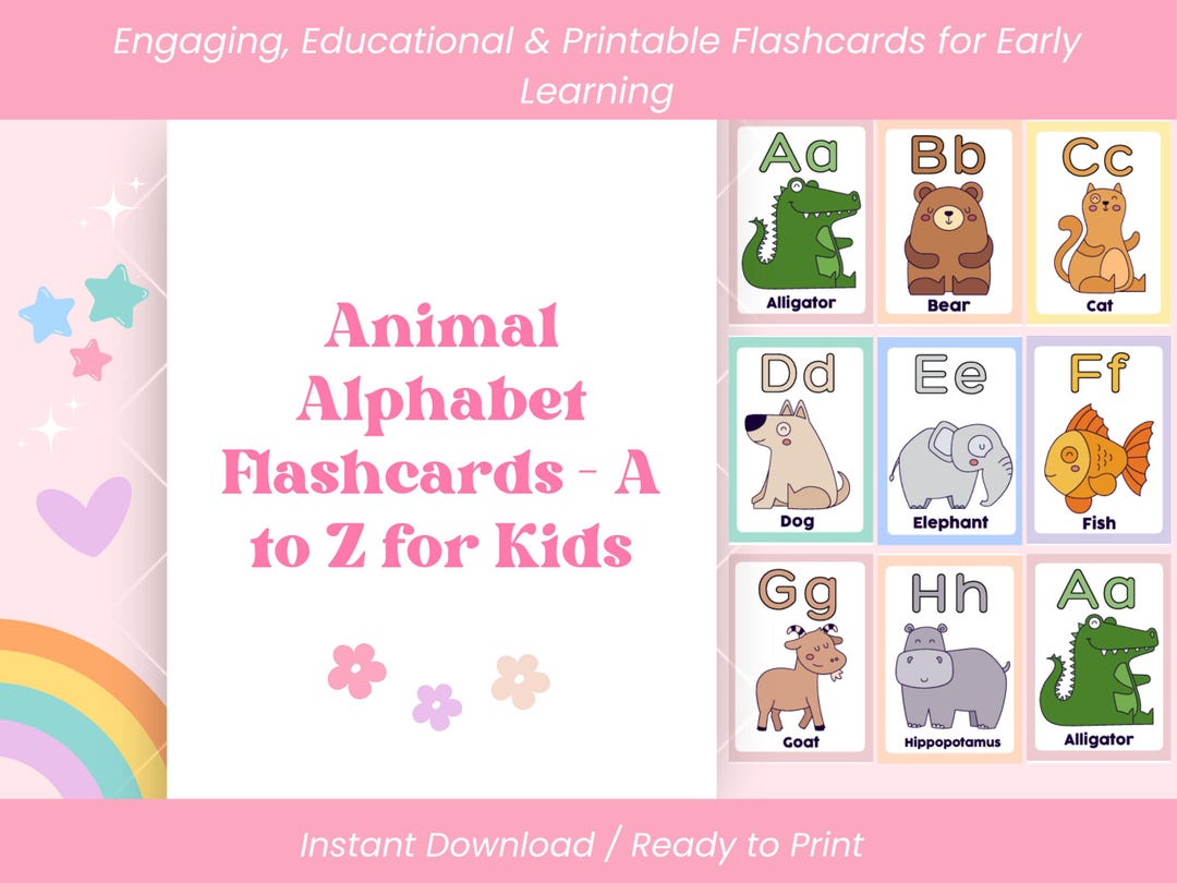 Printable Animal Alphabet Flashcards A-Z for Toddlers – ABC Learning ...