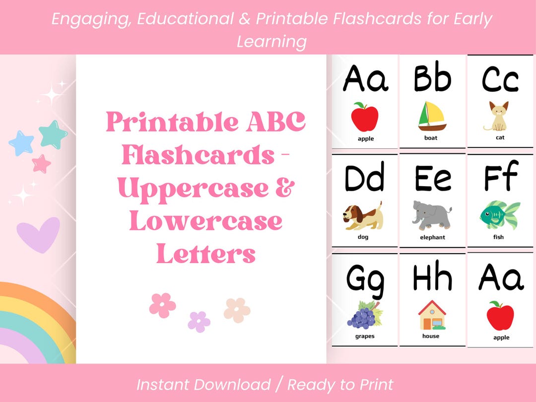 Printable Alphabet Flashcards A-Z for Kids – ABC Learning Cards for ...