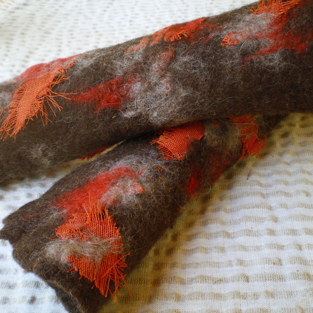 Nuno Felted Arm Warmers -autumn- - Etsy