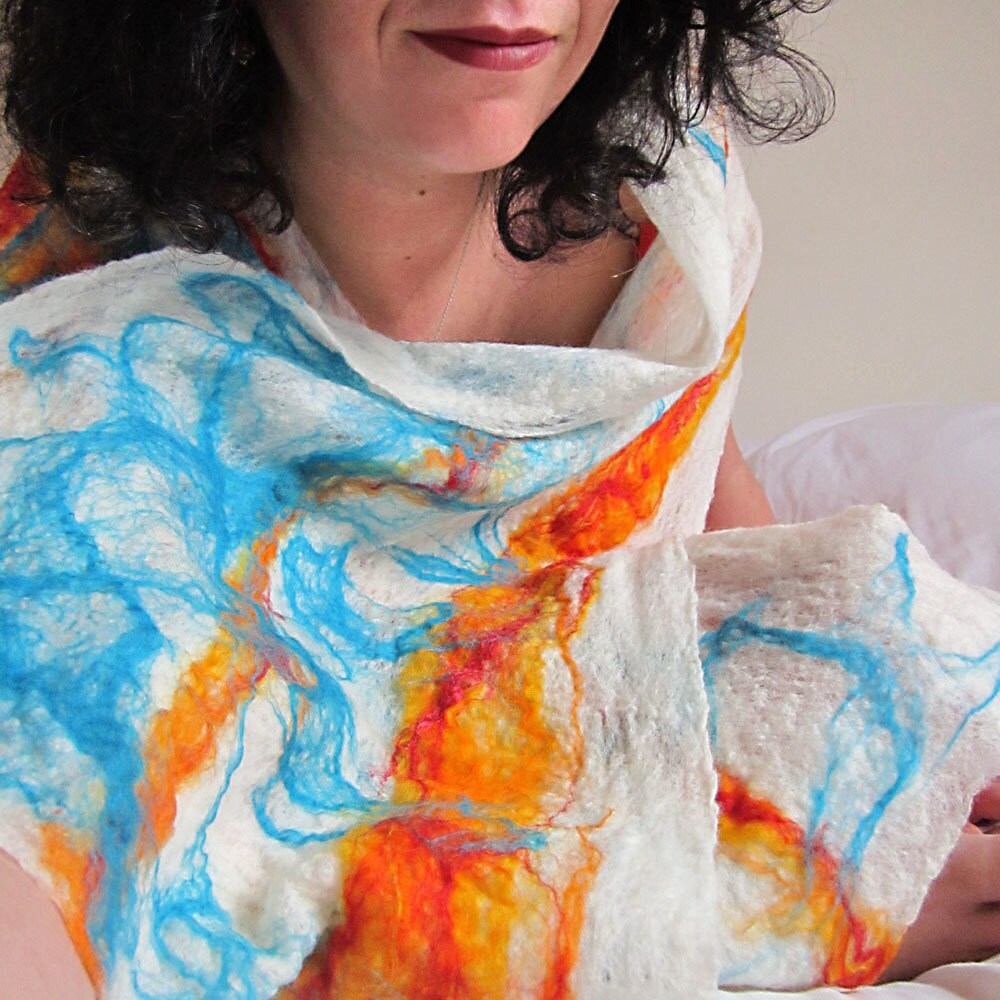 Cobweb Felted Scarf: Spring Elements energy - Etsy