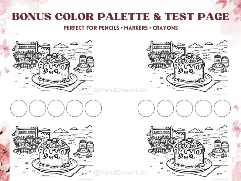 Cozy Berry Toast Coloring Page, Cozy Bakery Dessert Printable (instant ...