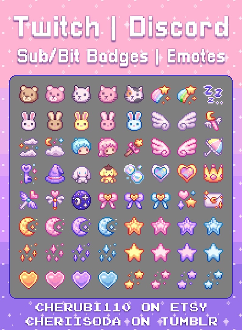 Kawaii Magical Dreamy Twitch Sub Badges / Points / Discord Emotes - Etsy