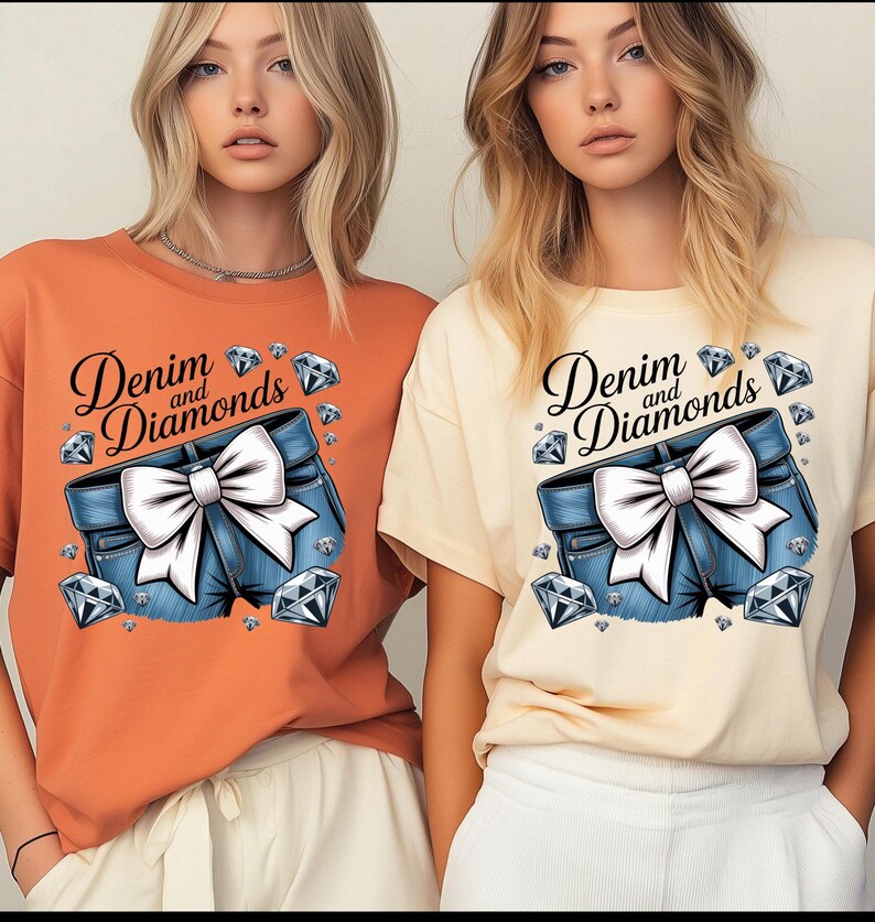 Denim and Diamonds Kinda Girl PNG Clipart, Digital Download, T-shirt ...