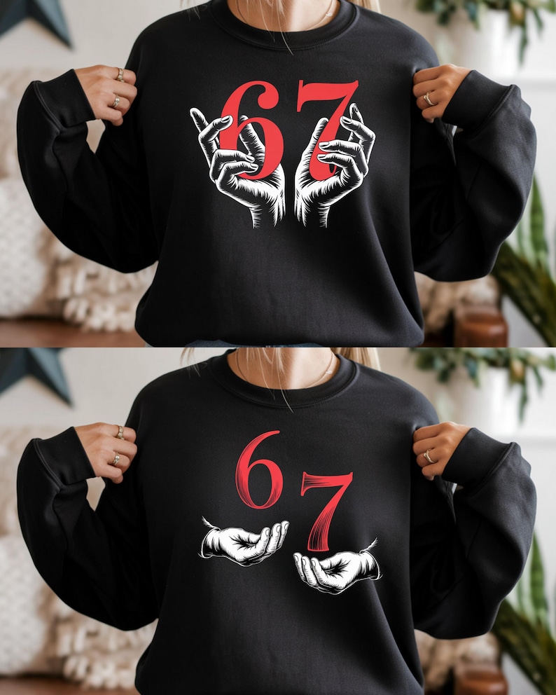 67 Hands Meme PNG SVG, Funny Red Number Graphic, Gen Alpha Humor Png ...