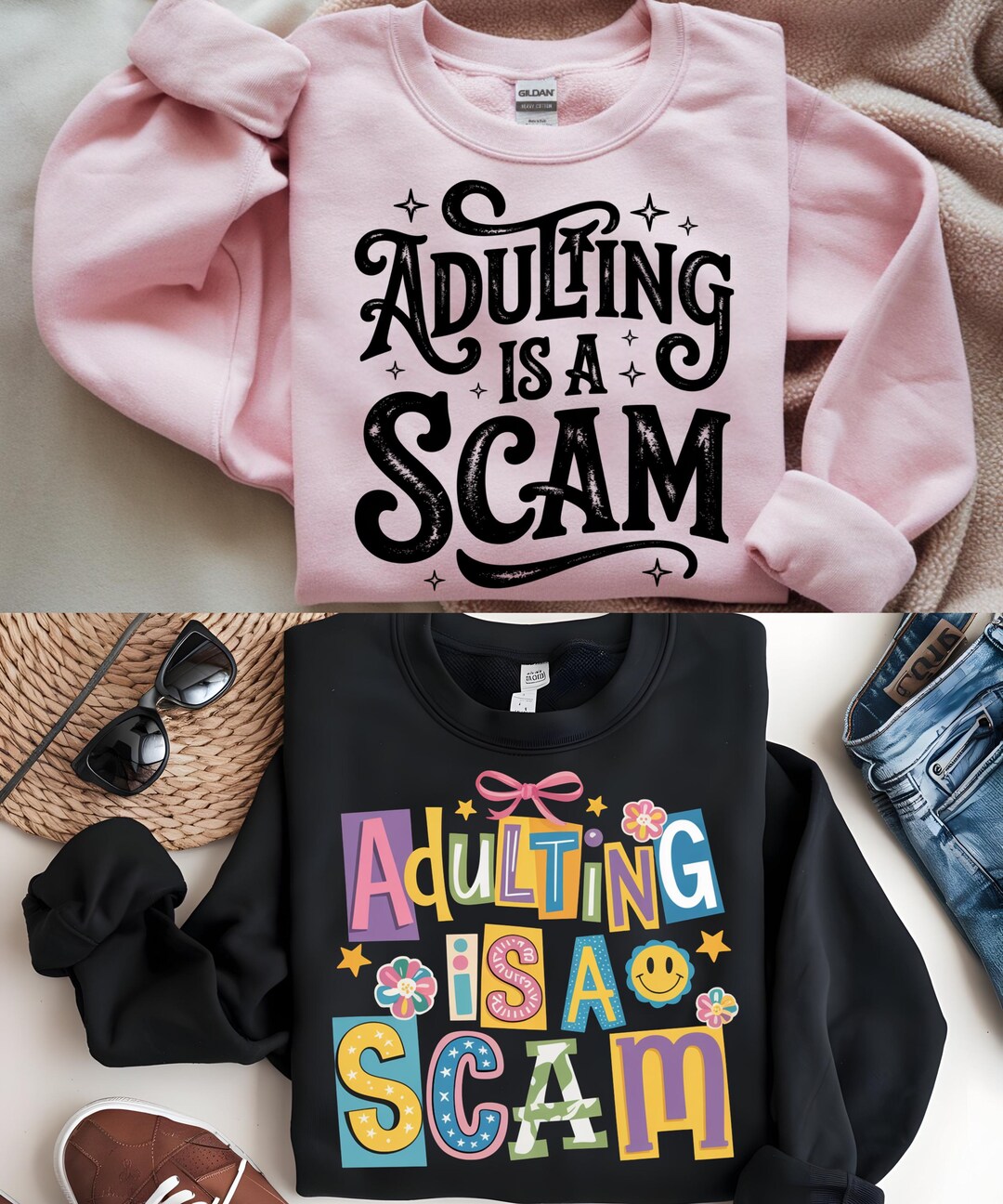 Adulting is a Scam SVG PNG, Funny Sarcastic Png, Checkered Sarcasm ...