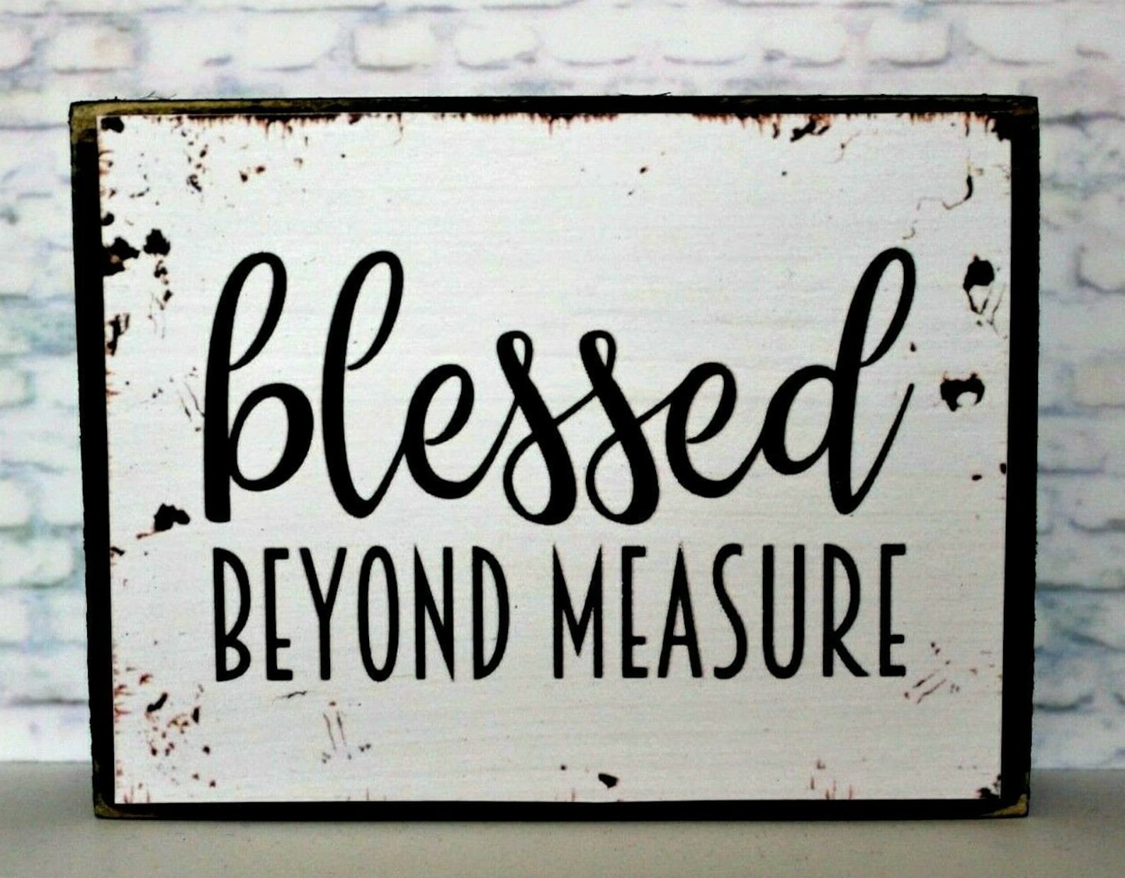 Blessed Beyond Measure Wood Sign: Rustic Farmhouse Shelf Decor - Etsy