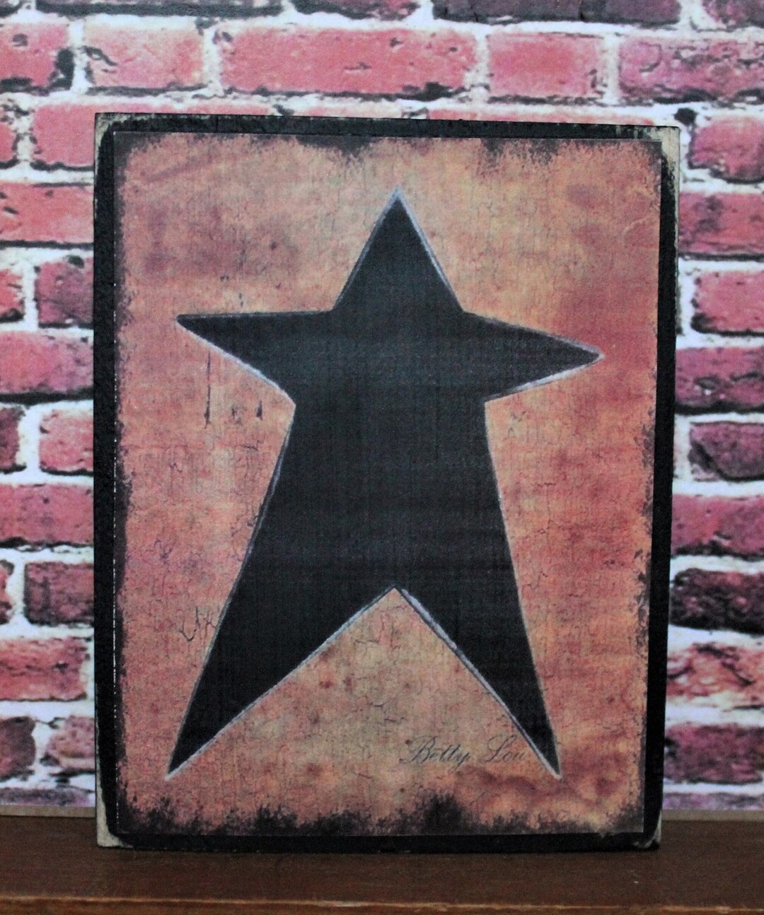 Primitive Star Rustic Wooden Farmhouse Shelf Sitter Block Tiered Tray ...