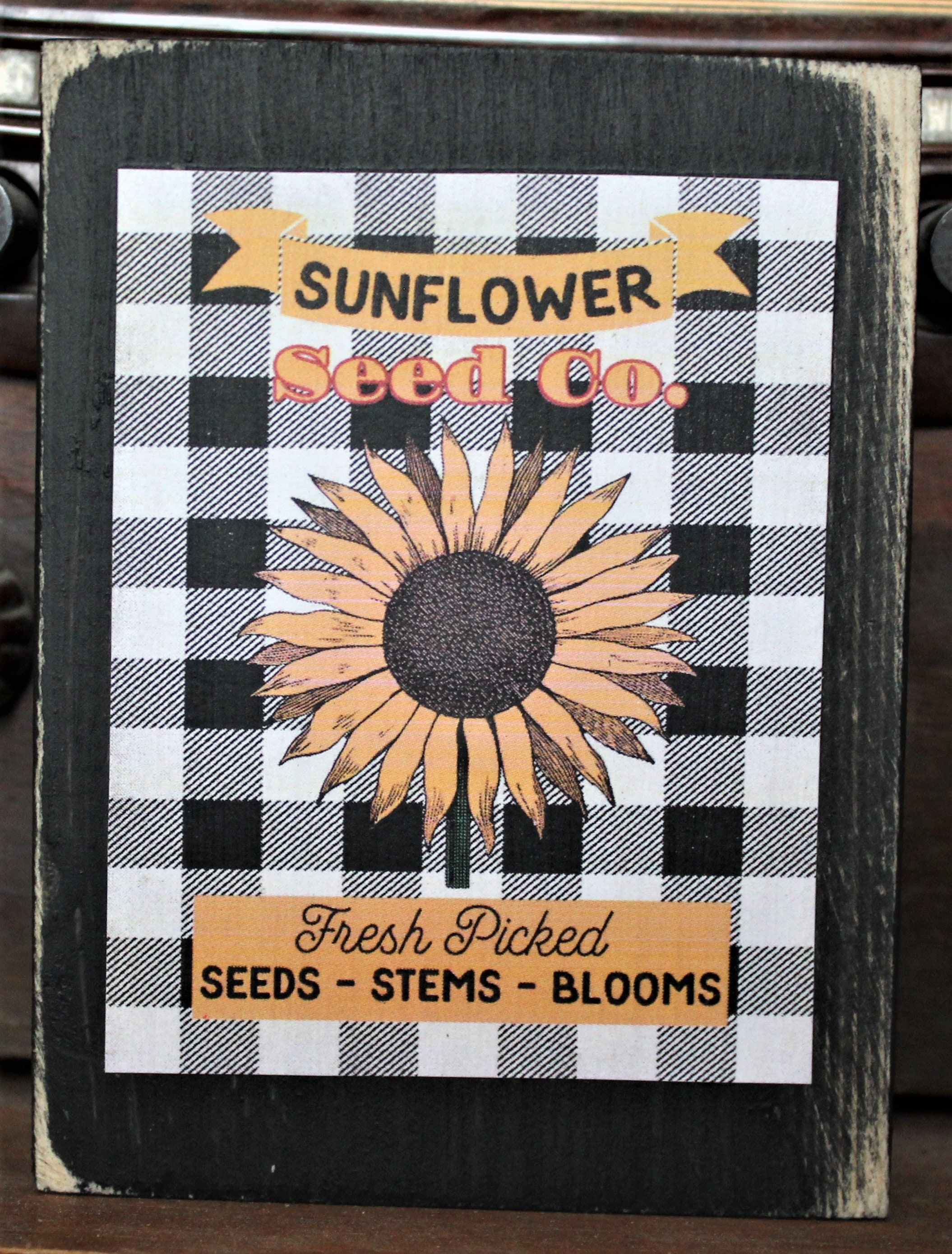 Buffalo Check Sunflower Seeds Sunflower SignSunflower | Etsy
