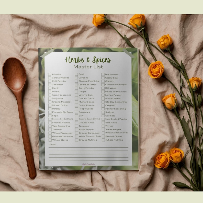 Printable PDF Master Checklist Template | Herbs & Spices | Perfect for ...