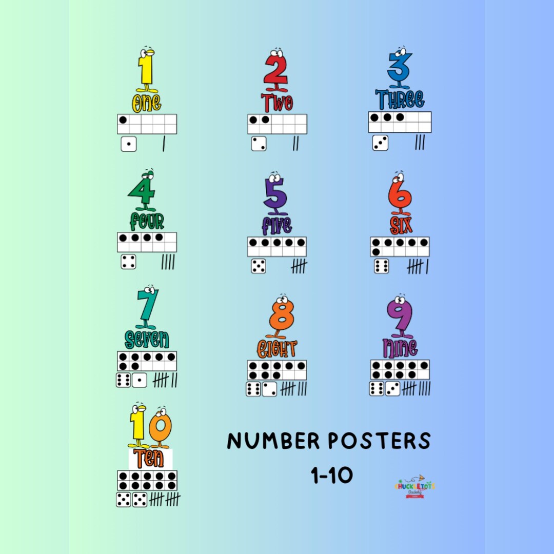 Preschool Number Poster | Fun Printable Counting Chart - Etsy