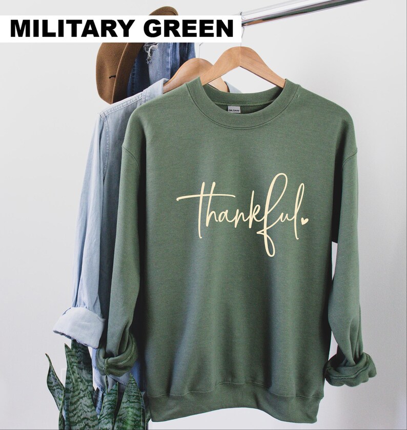 Thankful Script Sweatshirt - Thanksgiving Lover Gift - Etsy