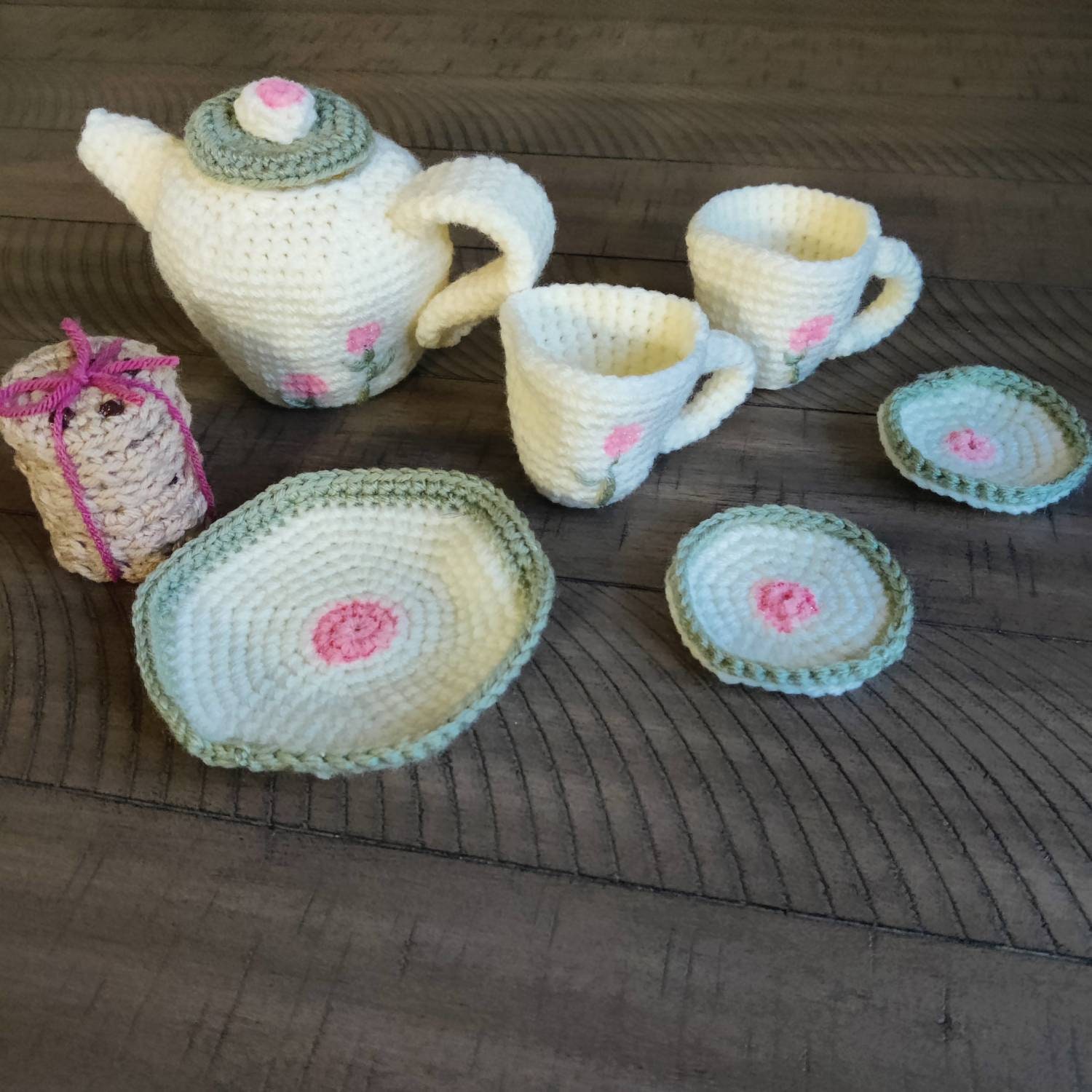 Crochet Tea Set for Two FREE SHIPPING - Etsy
