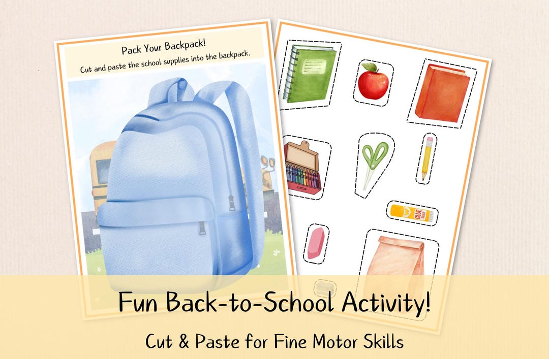 Backpack Cut and Paste Activity: Back to School Fine Motor Skills ...