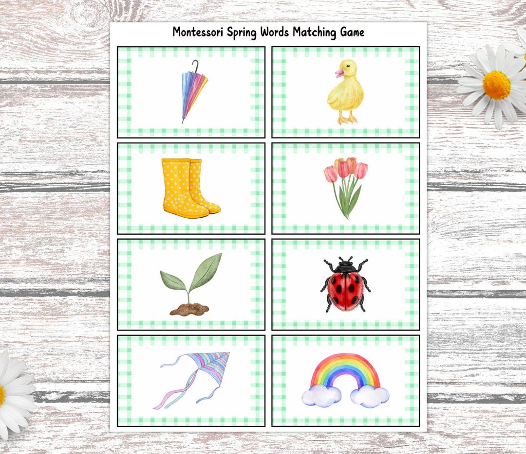 Spring Matching Game - Spring Vocabulary Cards - Preschool ...