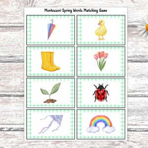 Spring Matching Game - Spring Vocabulary Cards - Preschool ...