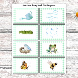 Spring Matching Game - Spring Vocabulary Cards - Preschool ...