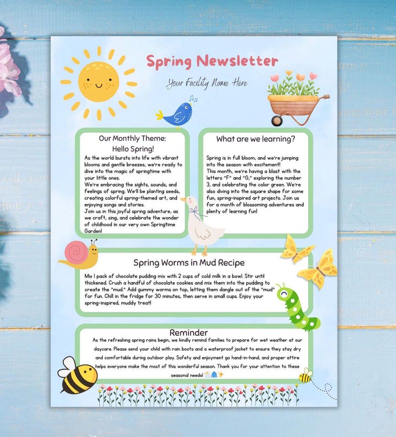 Editable Spring Newsletter Template for Classroom Communication (canva ...