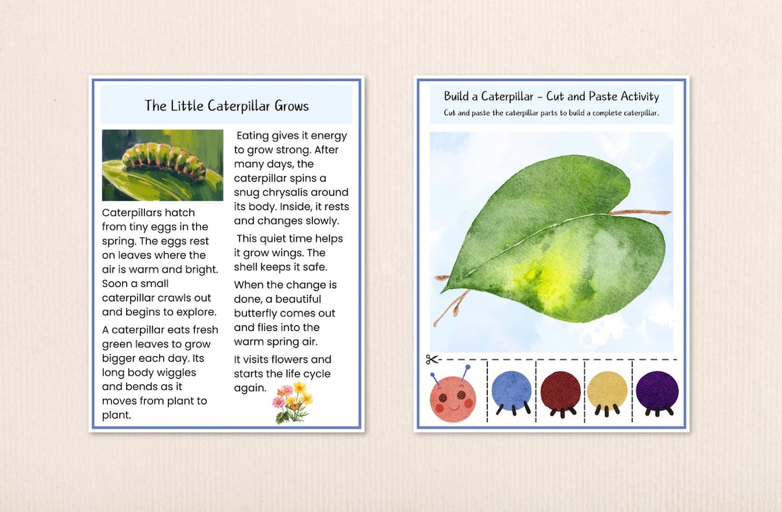 Caterpillar Cut and Paste Activity | Spring Fine Motor Printable (PDF ...