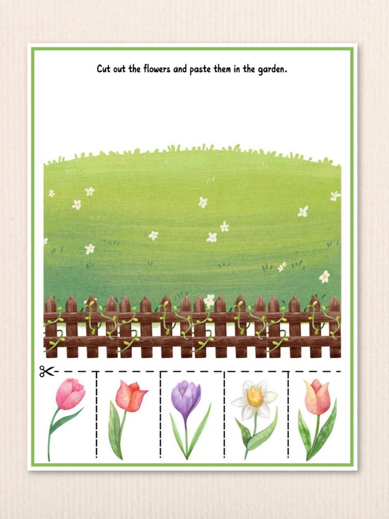Flower Garden Cut and Paste Activity: Montessori Learning (PDF) - Etsy