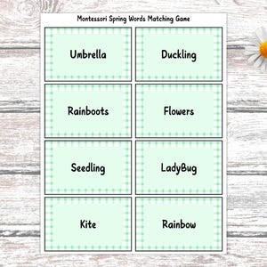 Spring Matching Game - Spring Vocabulary Cards - Preschool ...