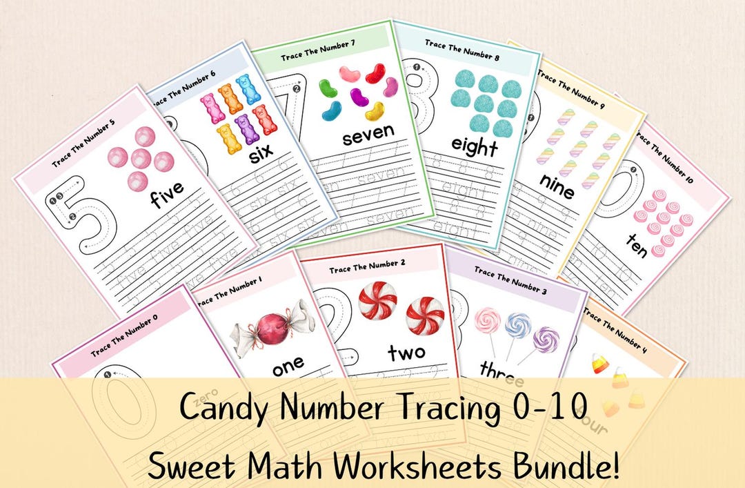 Candy Counting Worksheets 0-10 - Trace, Count & Write - Sweet Math ...