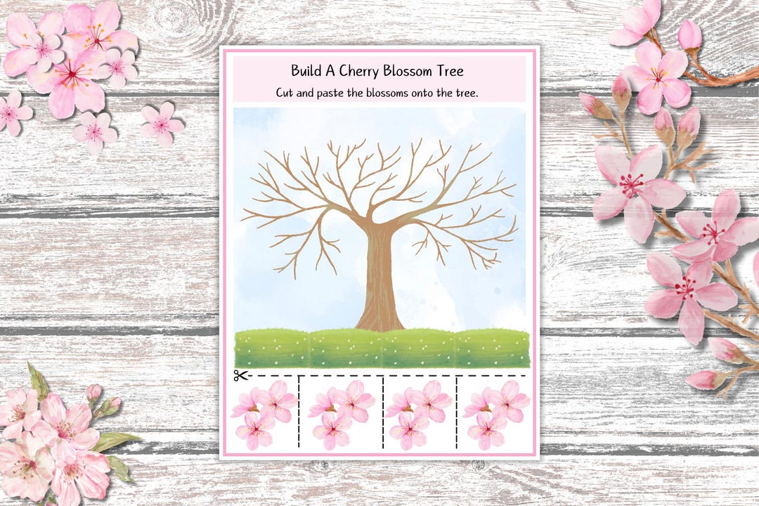 Japanese Cherry Blossom Tree Cut and Paste Activity – DIY Cherry ...