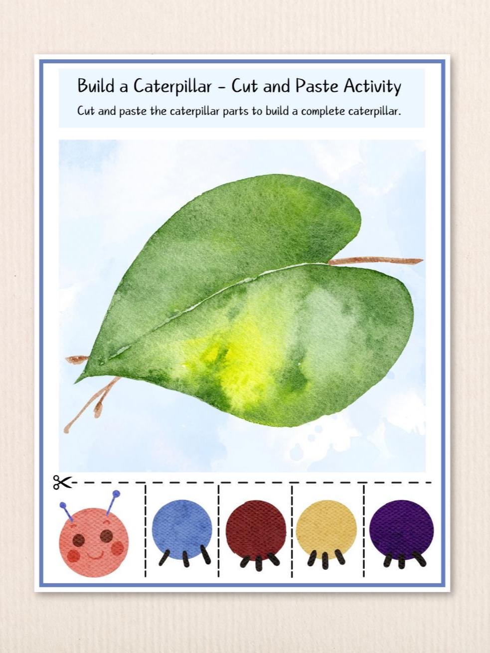 Caterpillar Cut and Paste Activity – Fun Bug Craft, Spring Fine Motor ...