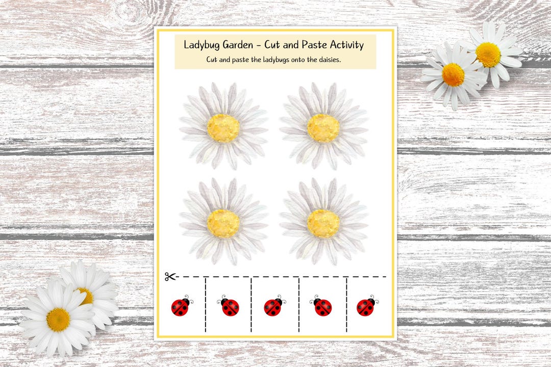 Daisy Flower Craft - Cut & Paste Ladybug Activity - Spring Summer ...