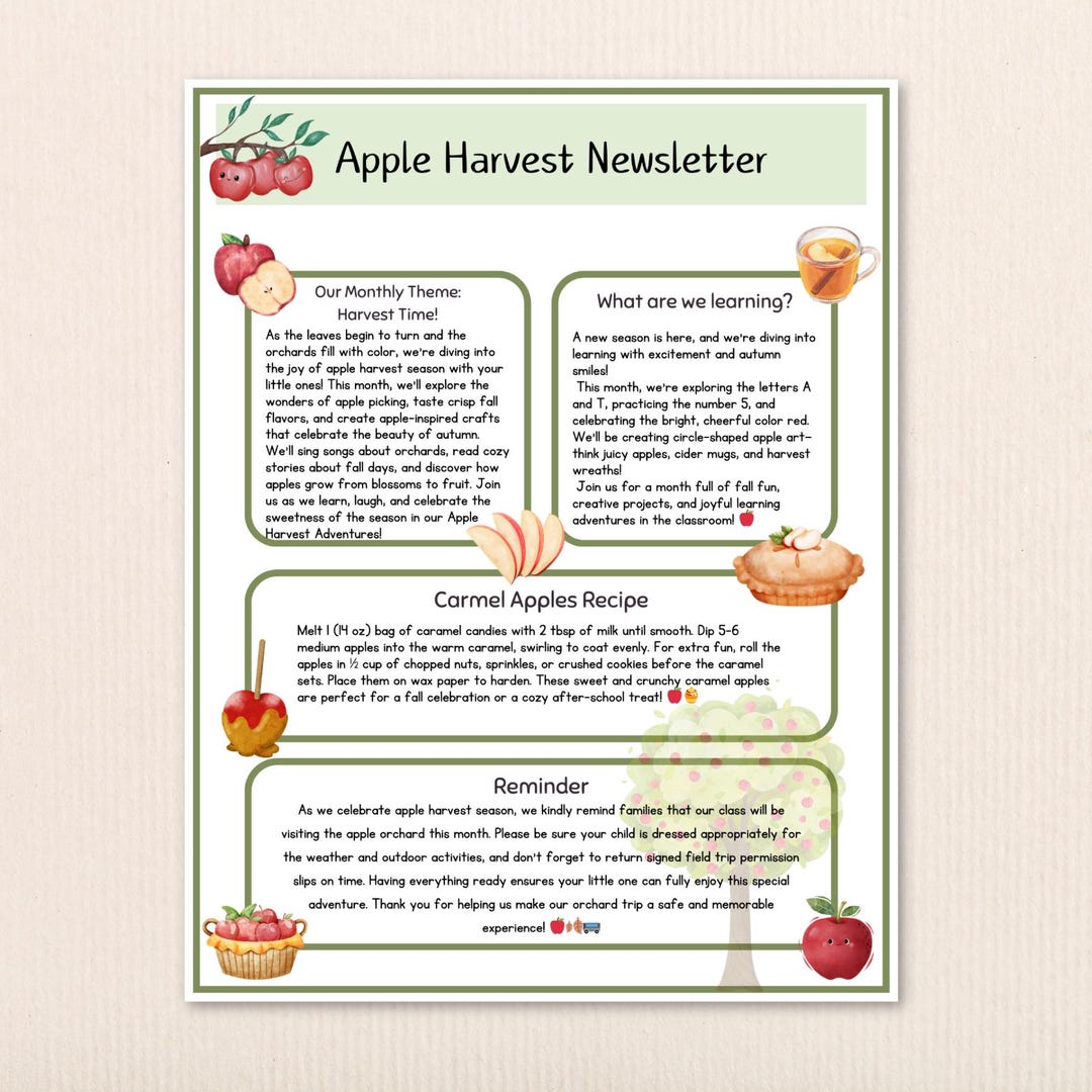 Apple Newsletter Template: Back to School Parent Communication (canva ...