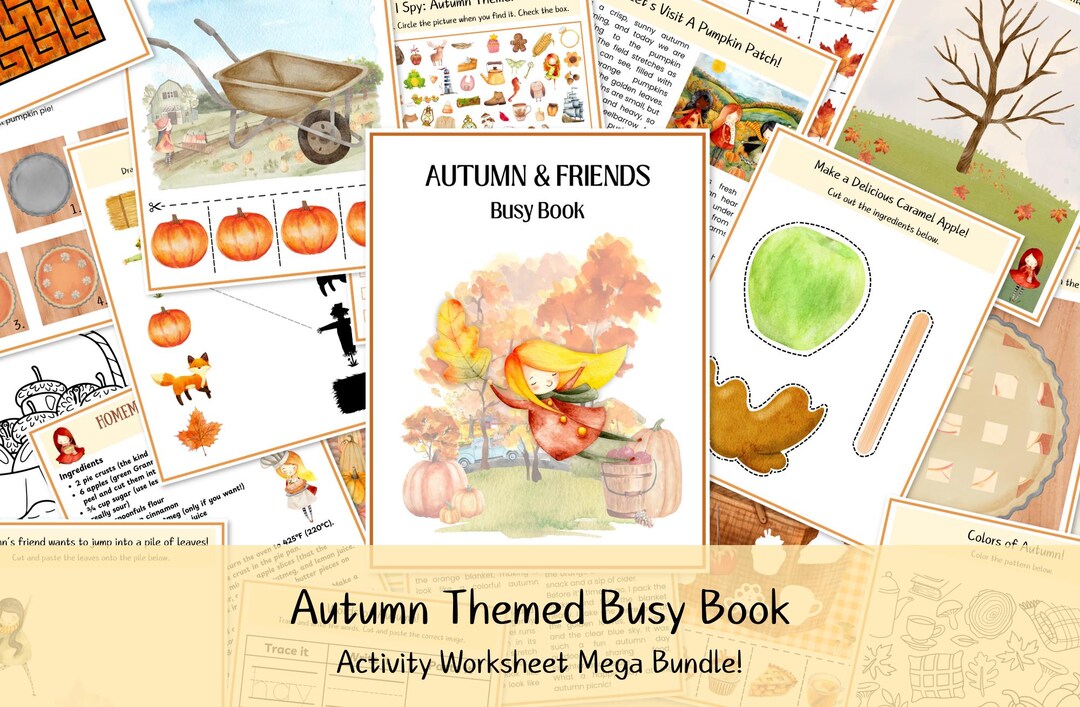 Autumn Busy Book: Fall Activity Worksheets for Kids (printable) - Etsy