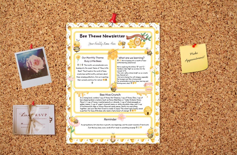 Newsletter Template-editable Bee-themed Spring & Summer Communication ...
