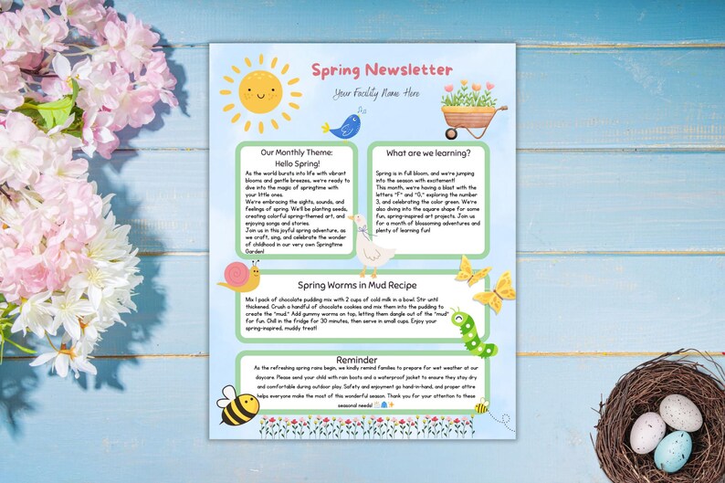 Editable Spring Newsletter Template for Classroom Communication (canva ...