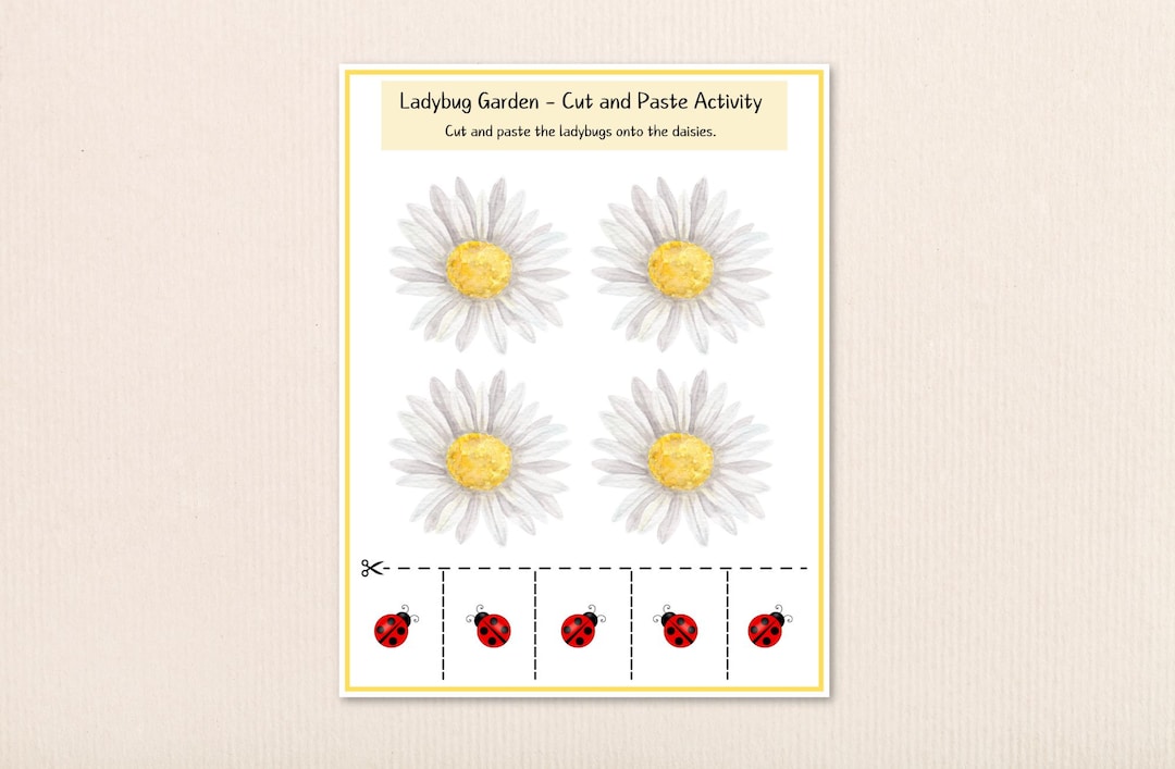 Ladybug Garden Craft: Cut & Paste Daisy Activity (printable Worksheet ...