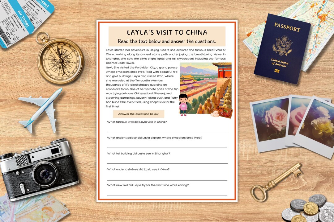 Reading Comprehension Worksheet – Elementary Geography Activity – Asia ...