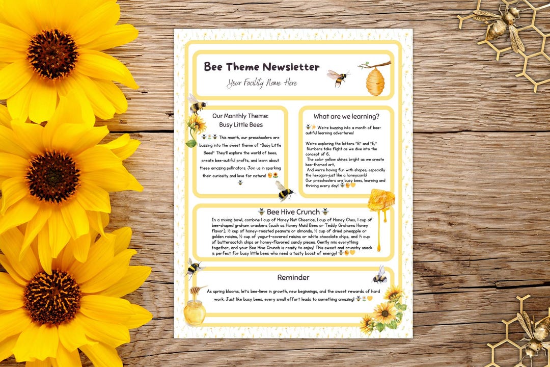 Bee-themed Newsletter Template-editable Spring & Summer Communication ...