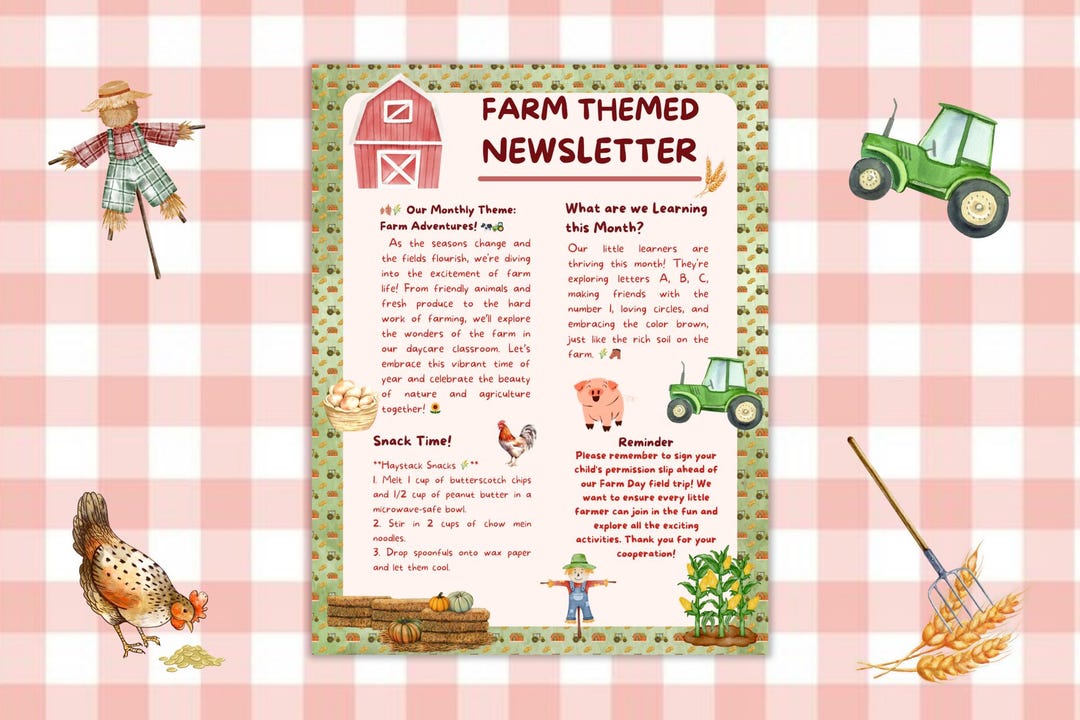 Rustic Farm Newsletter Template – Editable Classroom, Preschool ...
