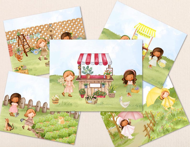 Garden Party Paper Doll Playset: Printable Dress-up Activity (digital ...
