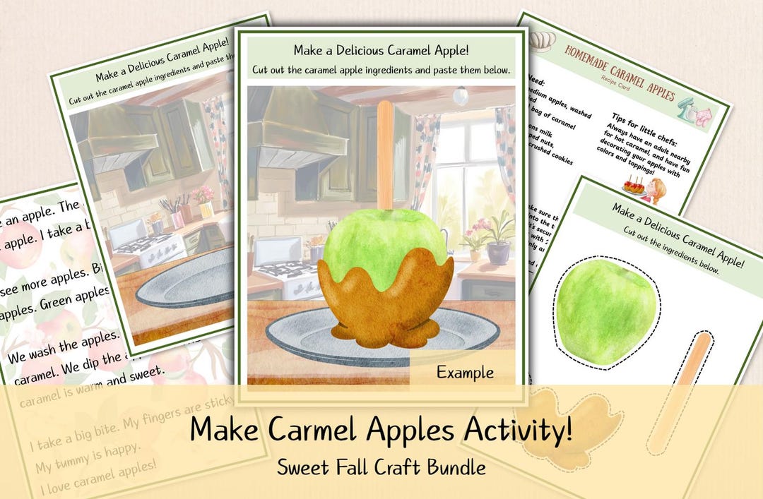 Caramel Apple Cut & Paste Craft | Fall Activity for Kids | Apple Theme ...