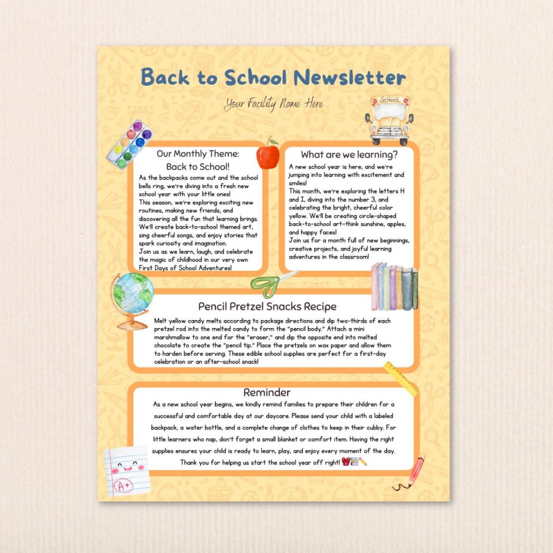 Editable Back to School Newsletter Template: Classroom Communication ...