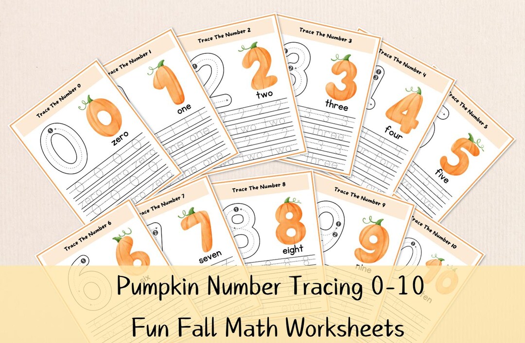 Pumpkin Number Tracing 0-10 Worksheets – Fall Math Activities for Kids ...