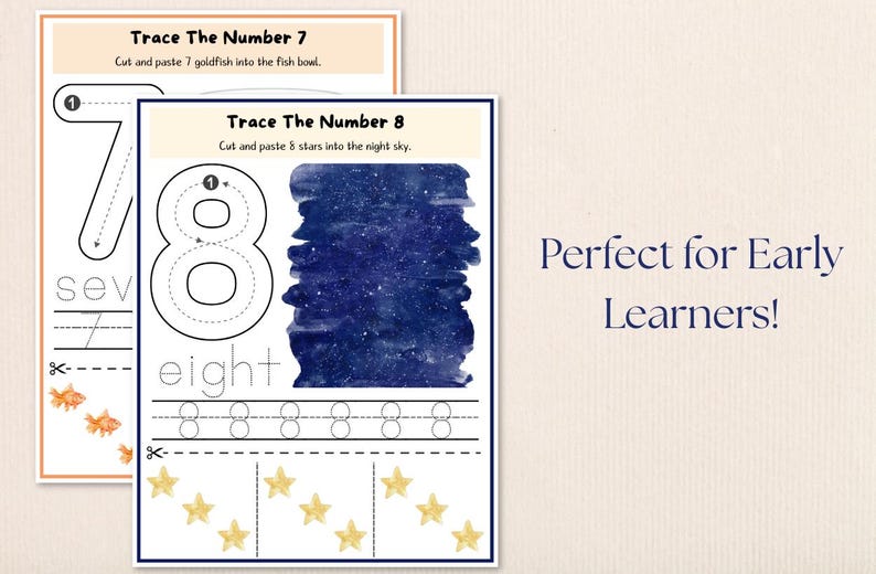 Preschool Number Worksheets 1-10: Tracing, Counting, Cut & Paste (PDF ...