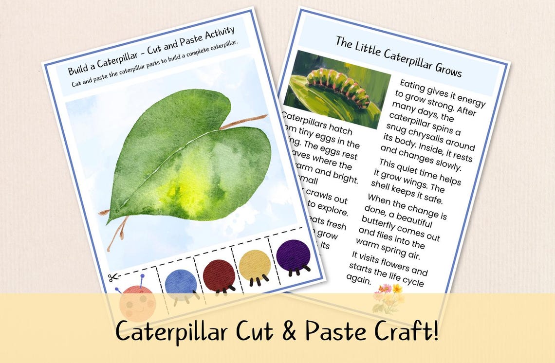Caterpillar Cut and Paste Activity | Spring Fine Motor Printable (PDF ...