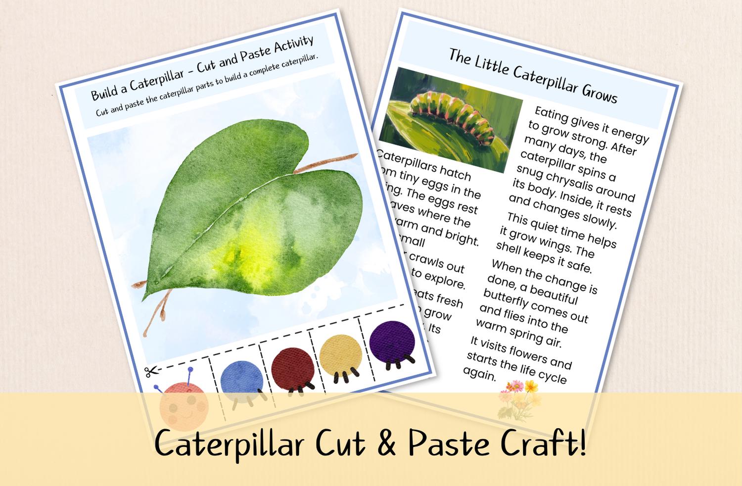 Caterpillar Cut and Paste Activity | Spring Fine Motor Printable (PDF ...